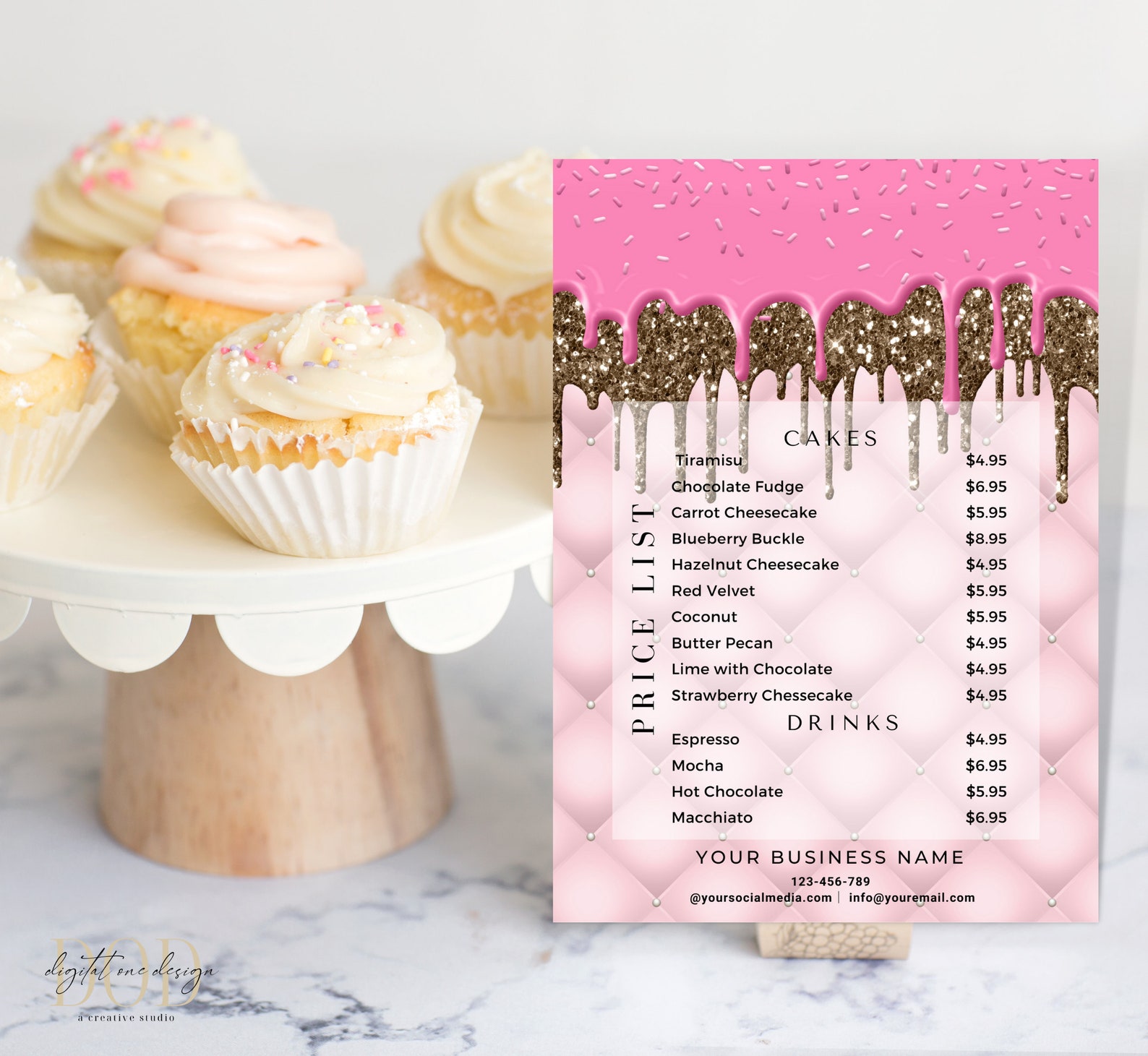 Bakery Sweet Cake Price List Template, Editable Menu Coffee Shop ...
