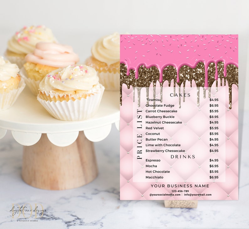 Bakery Sweet Cake Price List Template Editable Menu Coffee - Etsy