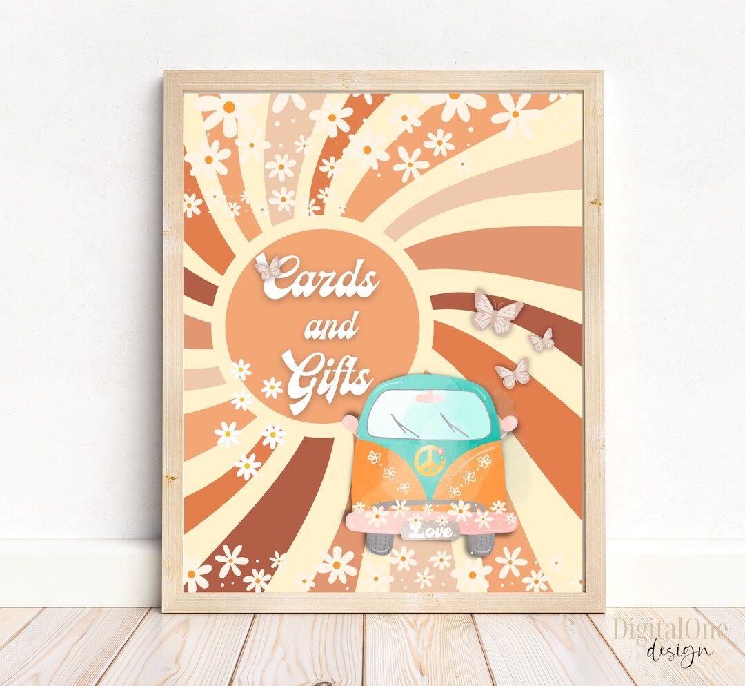 Groovy Cards and Gifts Printable Sign, INSTANT DOWNLOAD, Groovy Retro ...