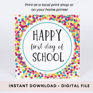 Printable Happy First Day of School Tag, INSTANT DOWNLOAD, Back to ...