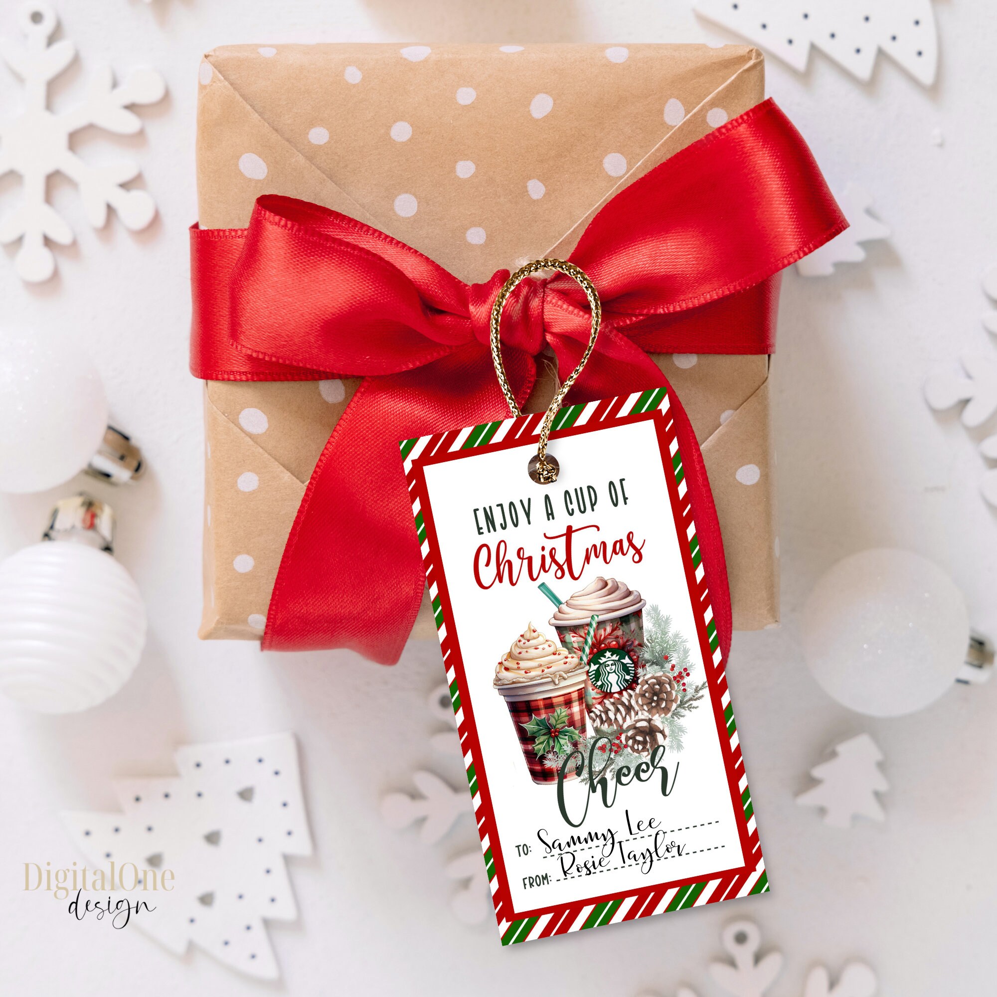 Enjoy A Cup of Christmas Cheer Printable Gift Tag, Hot Chocolate Gift ...