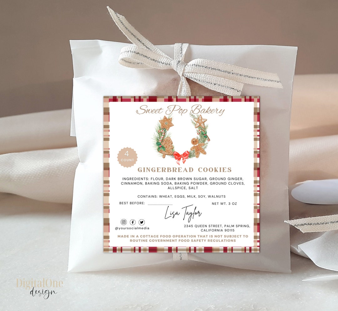 Gingerbread Cookies Cottage Law Label, Christmas Cookies Label, INSTANT ...