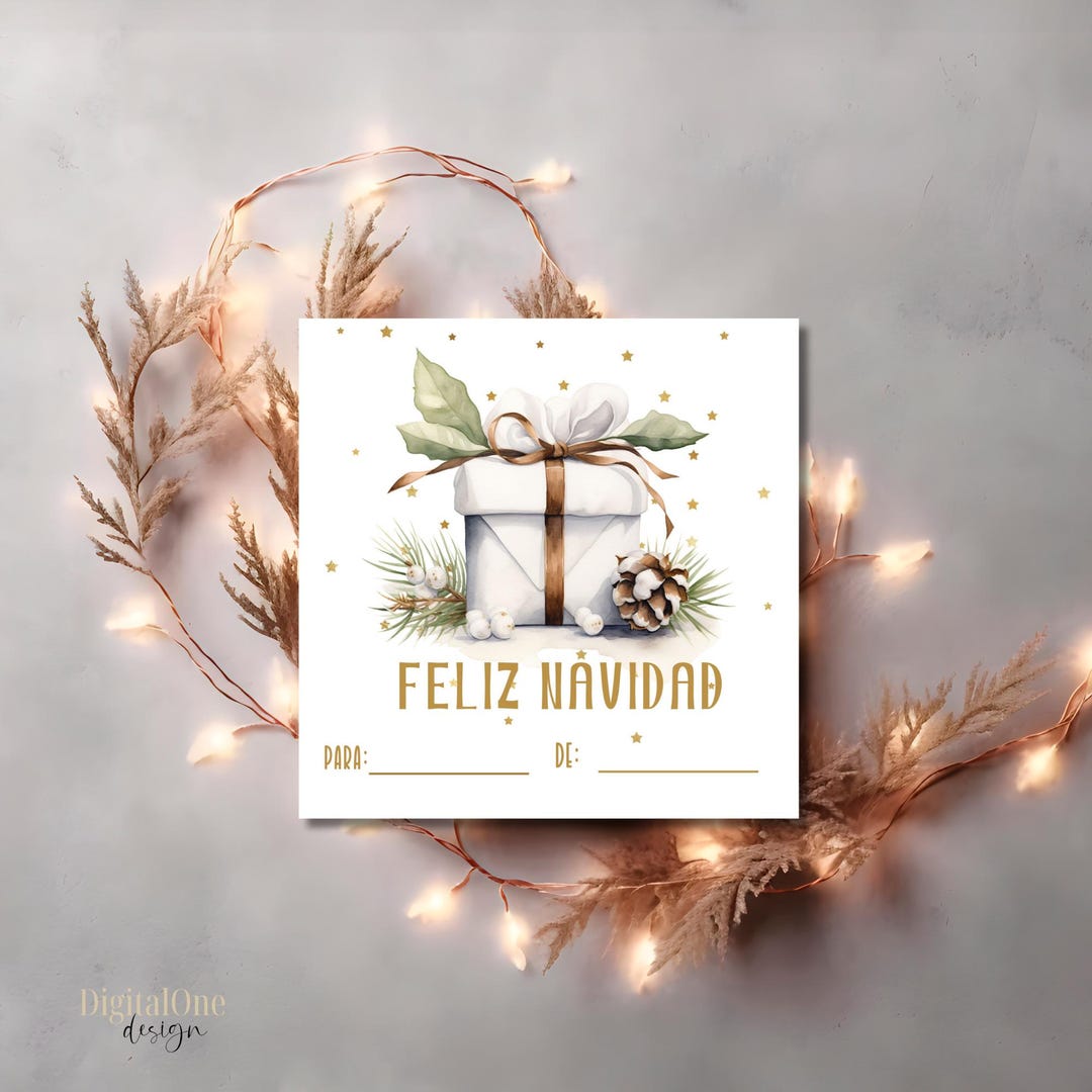 Spanish Merry Christmas Tag, Spanish Printable Christmas Favor Tag ...