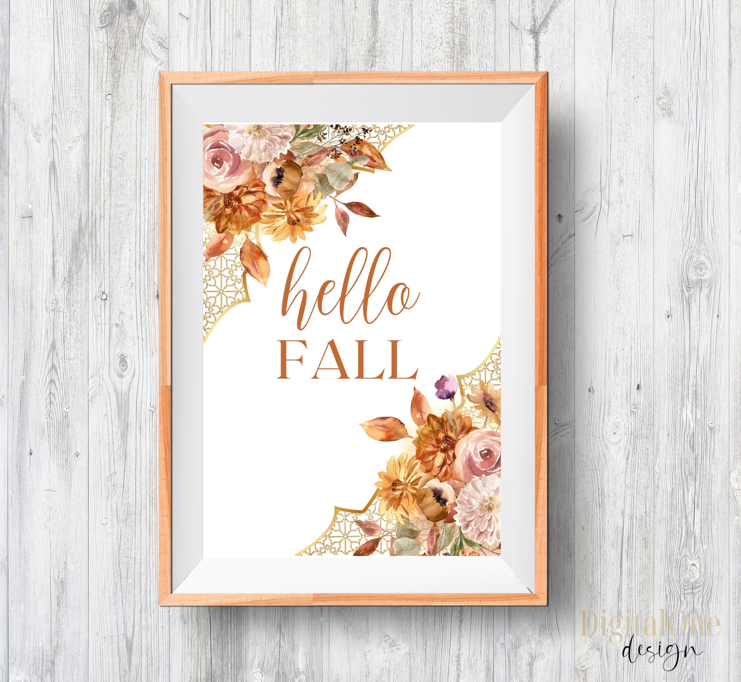 Hello Fall Printable Sign Floral Autumn Decor Printable - Etsy