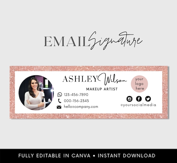 Email Signature Template Logo Glitter Signature Email | Etsy