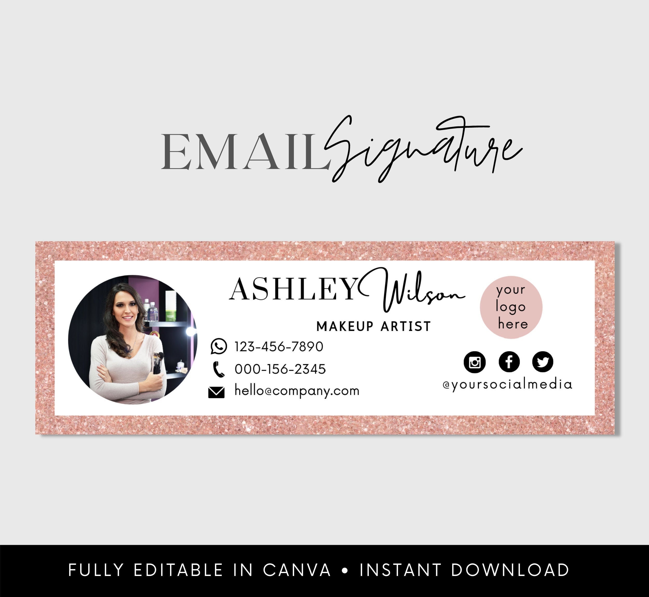 Email Signature Template Logo Glitter Email Signature Email - Etsy