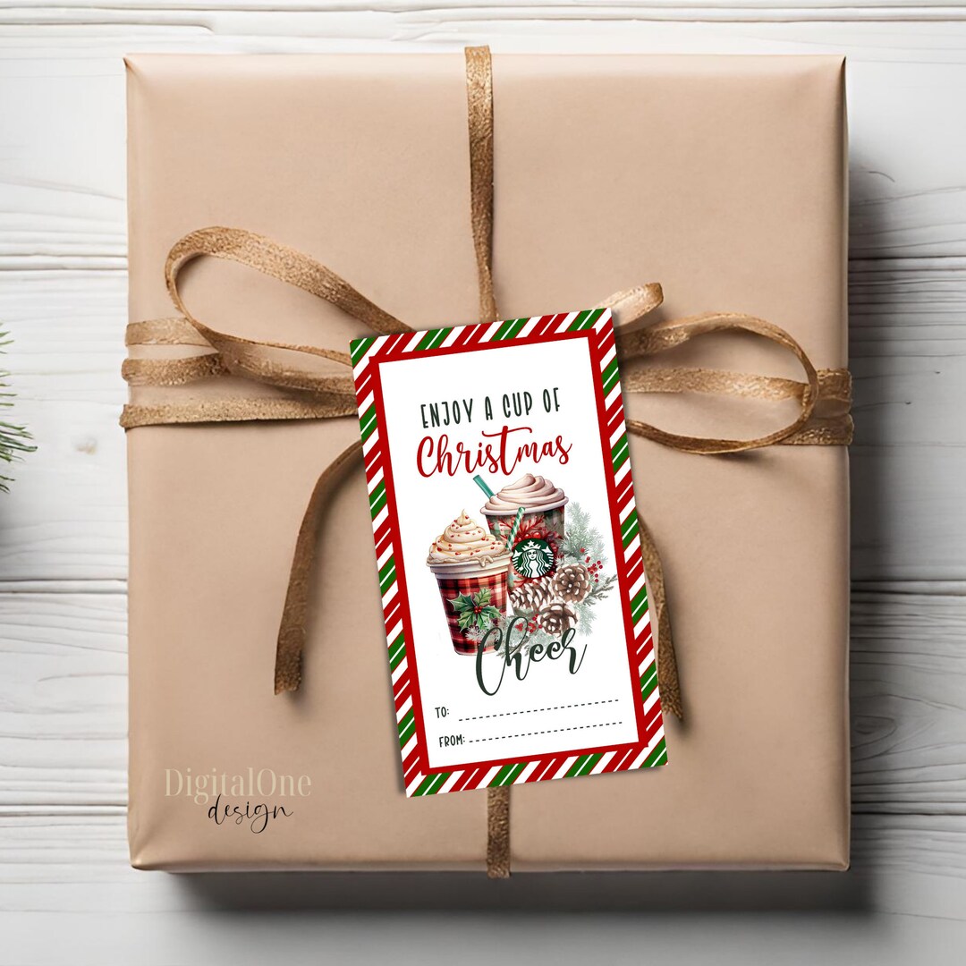 Enjoy A Cup of Christmas Cheer Printable Gift Tag, Hot Chocolate Gift ...