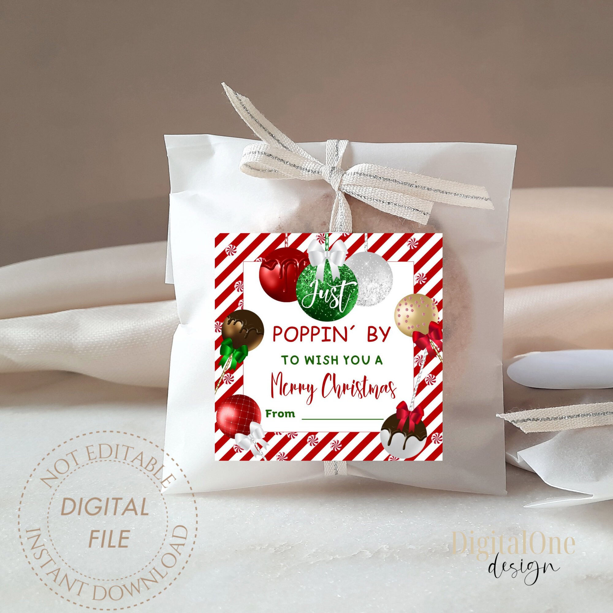 Poppin by to Wish You A Merry Christmas Cake Pops Gift Tag, Realtor Pop ...