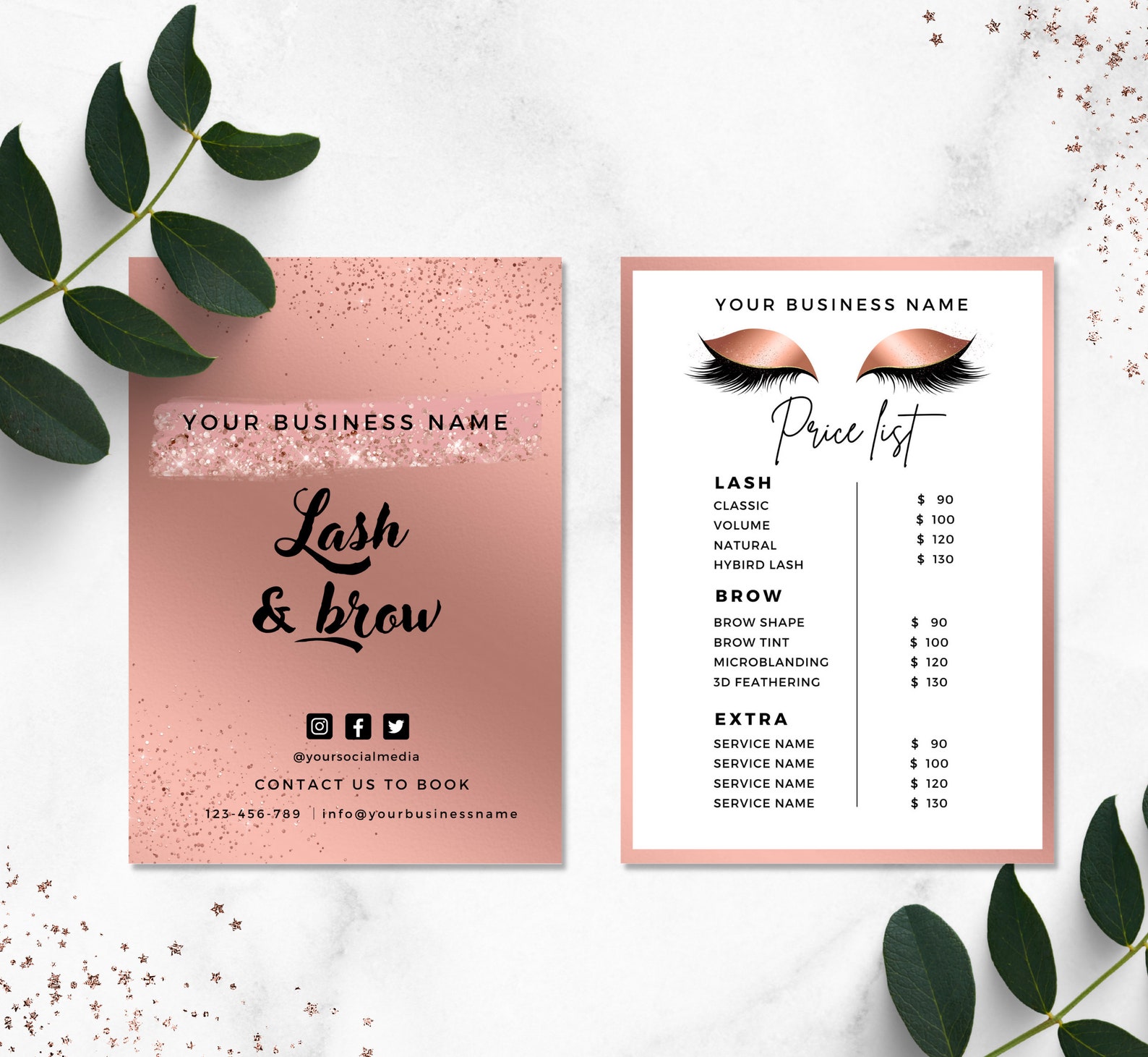Lash Price List Template Price List Flyer Editable Price | Etsy