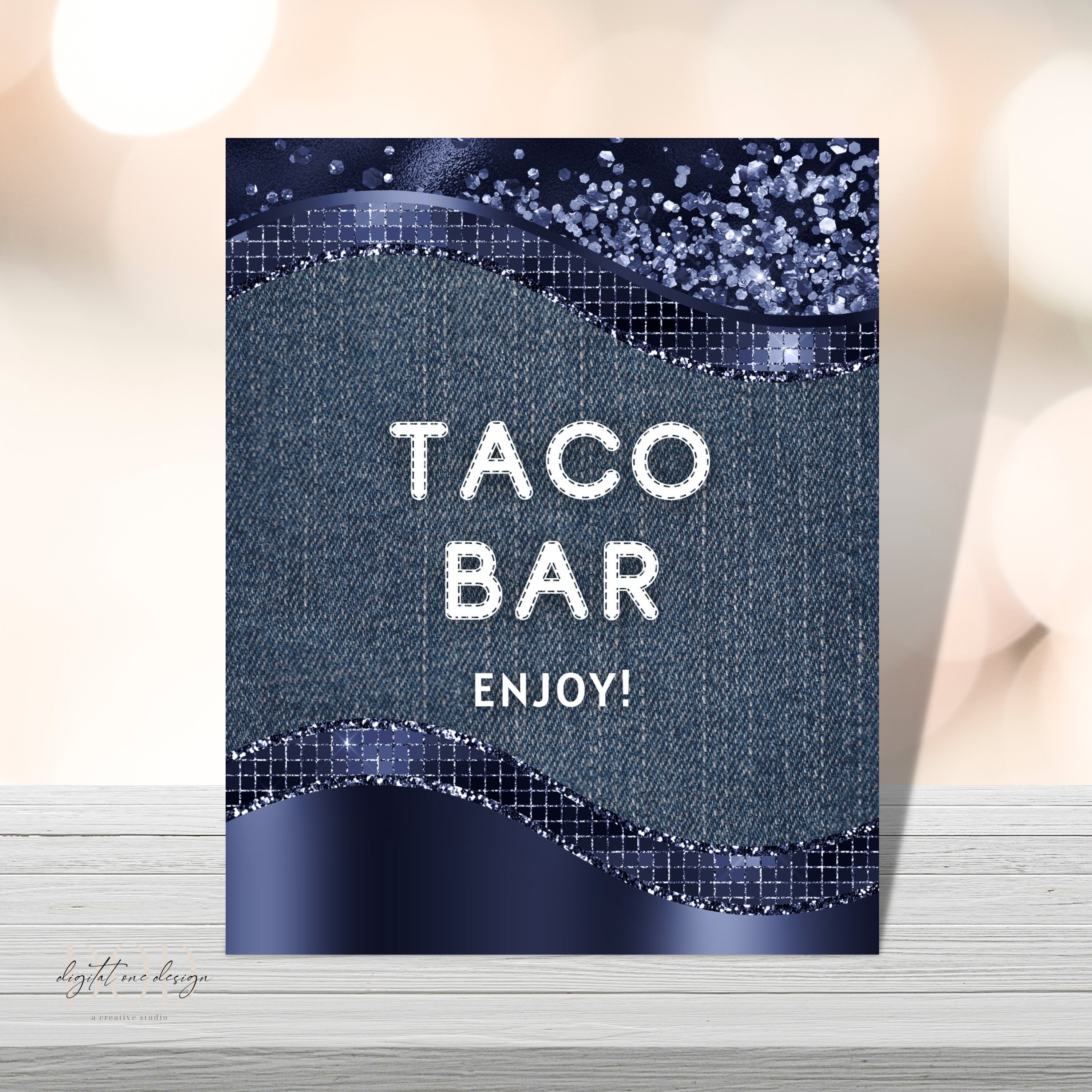 Denim Taco Bar Printable Sign Printable Food Station Sign - Etsy