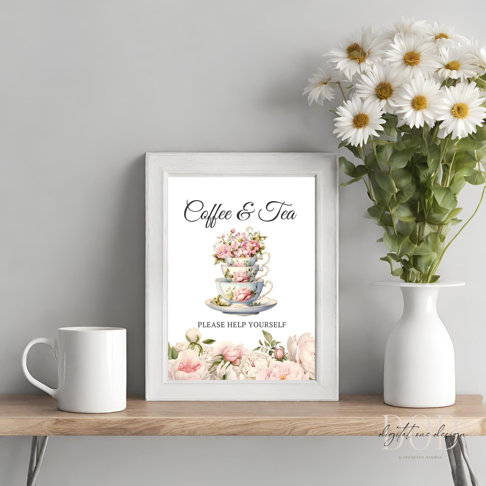 Elegant Printable Coffee and Tea Sign, Instant Download, Table Decor ...