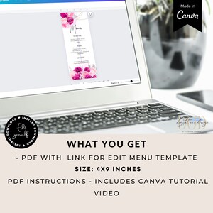 Hot Pink Floral Menu Card Template, Pink Birthday Menu, Hot Pink Floral ...