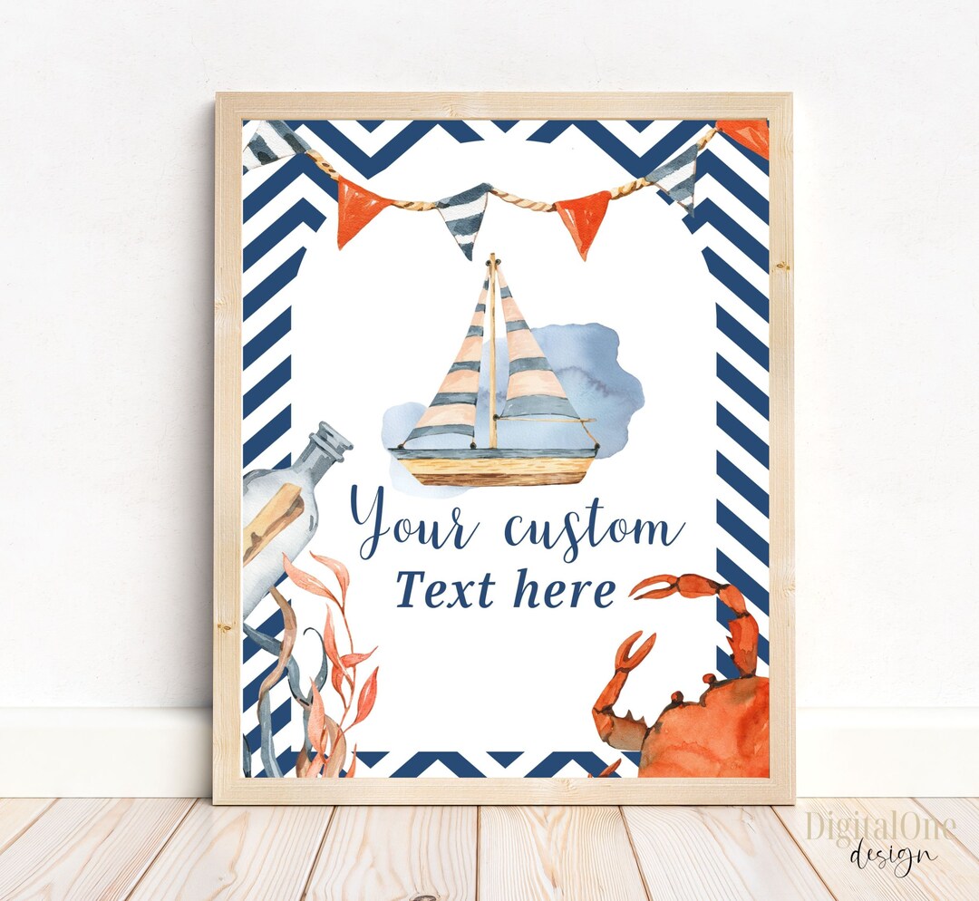 Nautical Party Custom Printable Sign, Nautical Theme, Boats Marine Sign ...