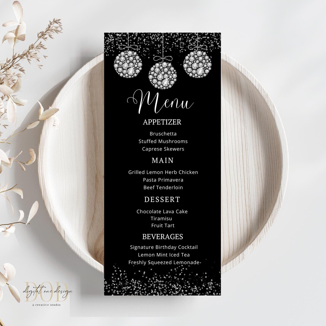 Elegant Diamonds Menu Card Template, Silver Diamonds Ornaments Menu ...