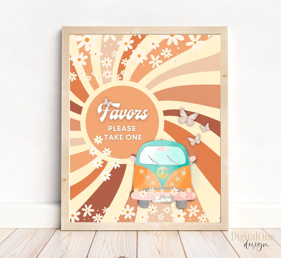 Retro Groovy Printable Favor Sign, Vintage Party Favors, Perfect Party ...