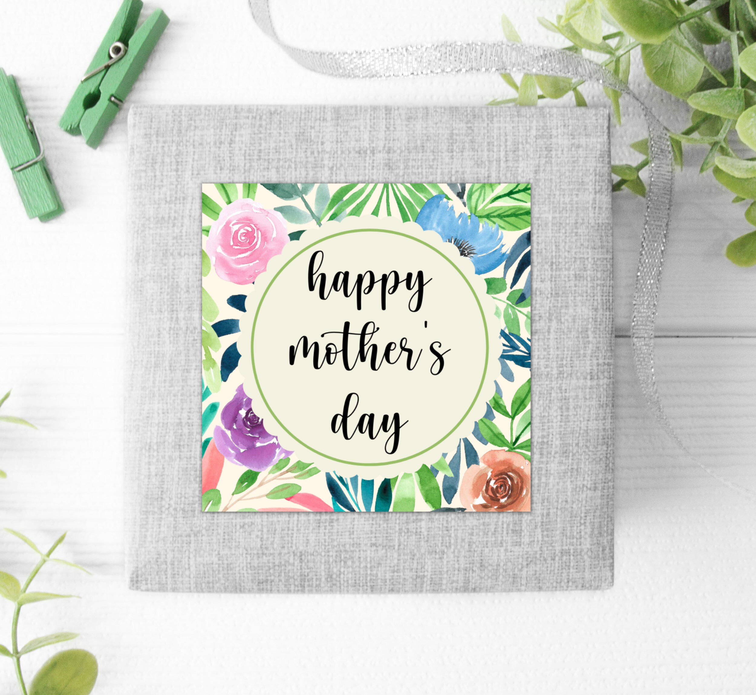 Happy Mother's Day Printable Tag, Colorful Floral Gift Tag, Instant ...