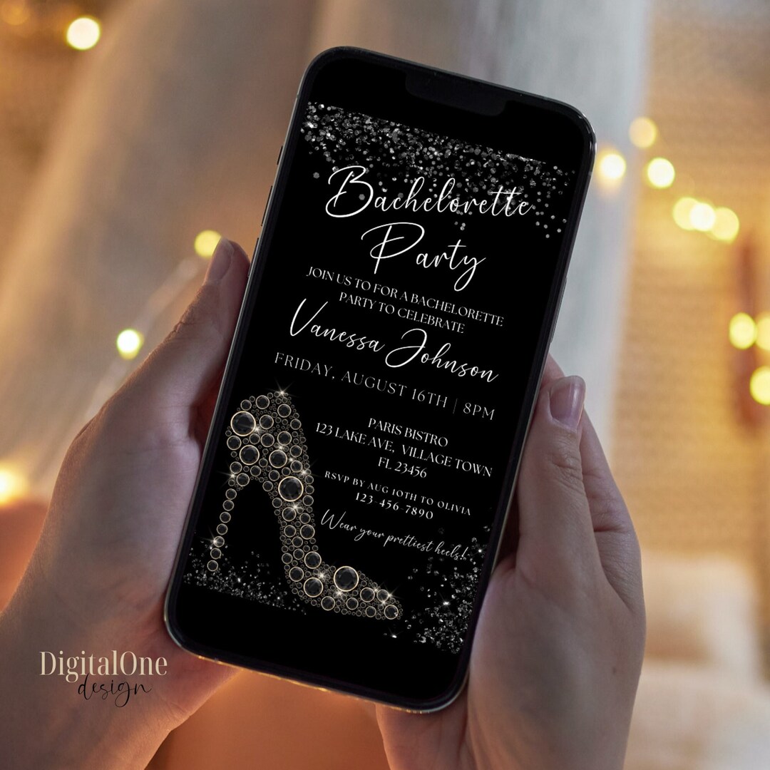 Editable Bachelorette Party Invitation Digital, Elegant High Heel With ...