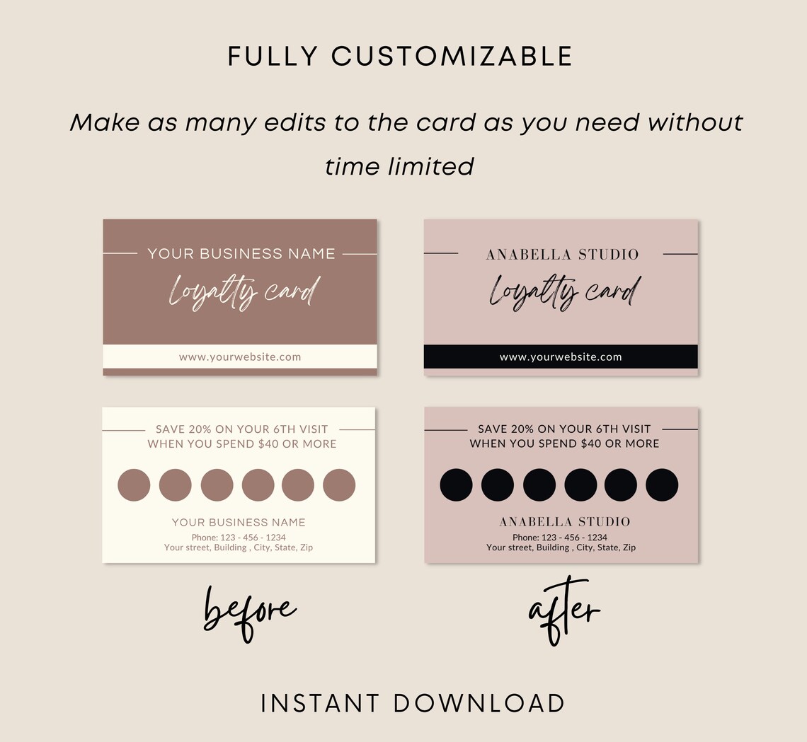 Loyalty Card Template Printable Loyalty Card Editable Modern - Etsy