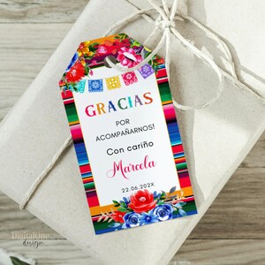 Editable Spanish Thank You Favor Tags, Mexican Floral Theme Party ...