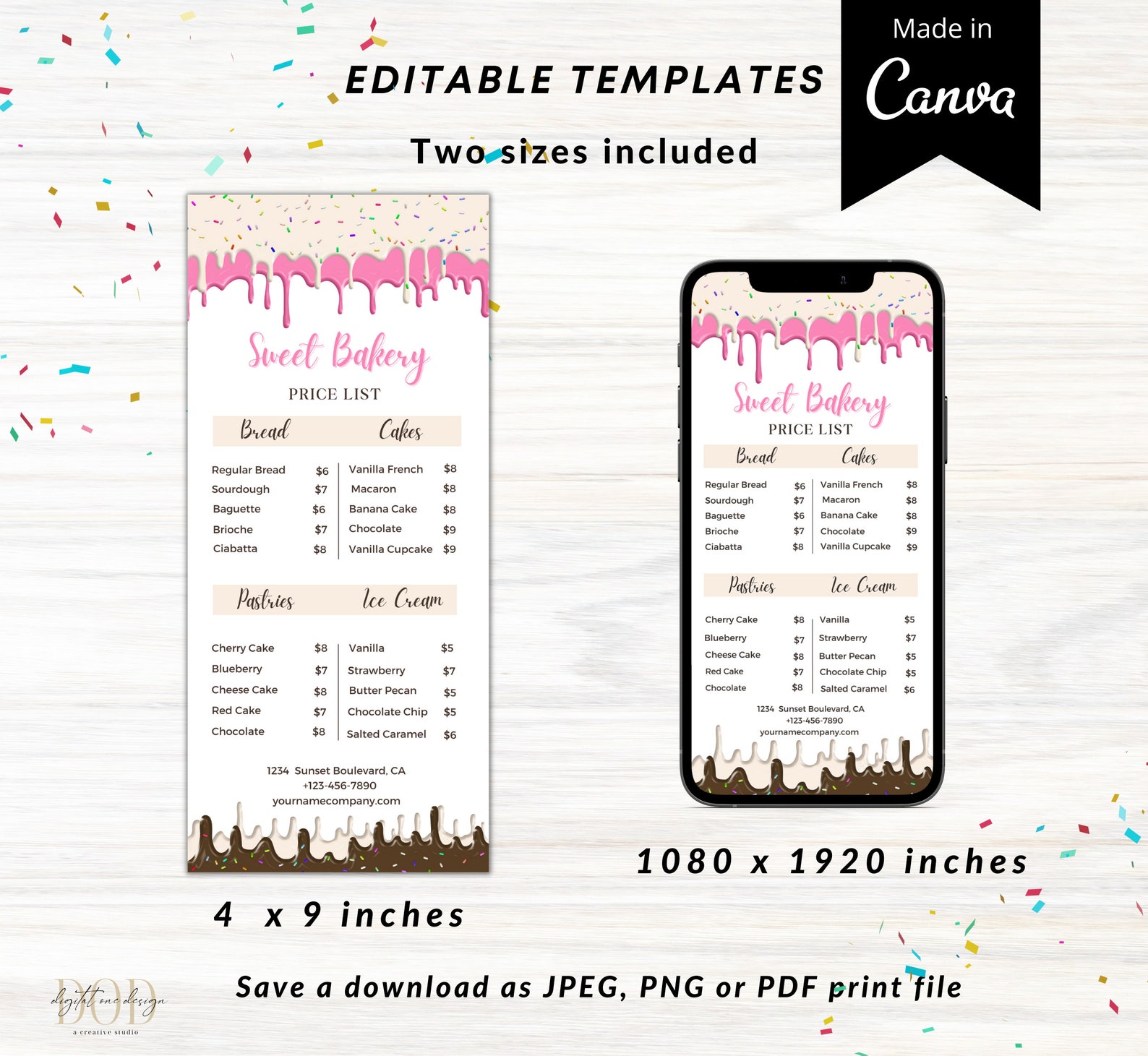 Editable Bakery Price List Template, Dessert Frosting, Sweet Menu ...