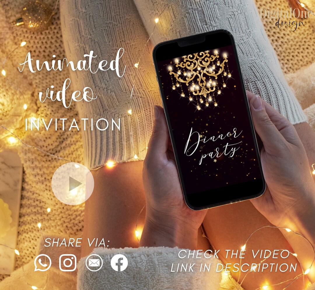 Animated Dinner Party Video Invitation, Disco Ball Invite Party, Luxury ...