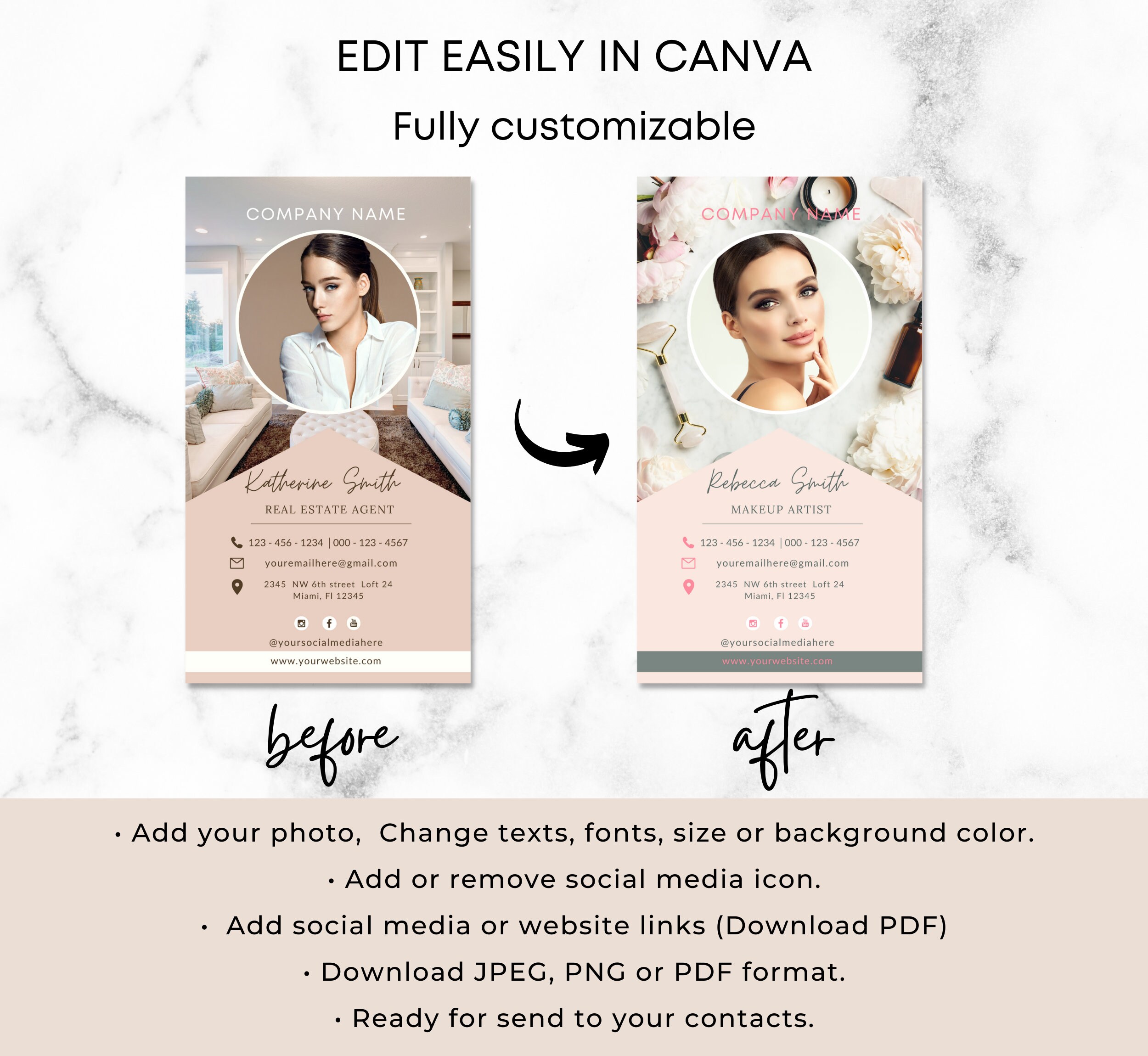 Editable Digital Business Card Template, Modern Business Card, Smart ...