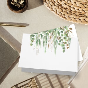 Greenery Note Card Template, Blank Note Cards Printable, Flat and ...