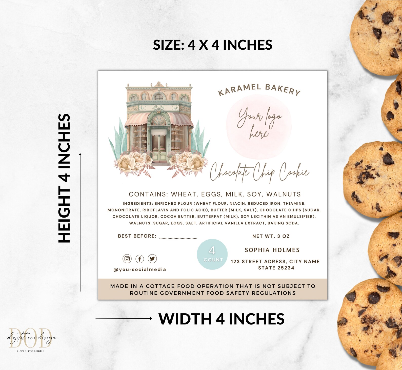 Cottage Law Labels Bakery Template, Little Shop Bakery, Editable ...