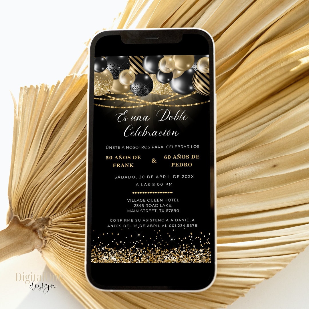 Spanish Double Birthday Invitation, Adult Joint Celebration Invite ...