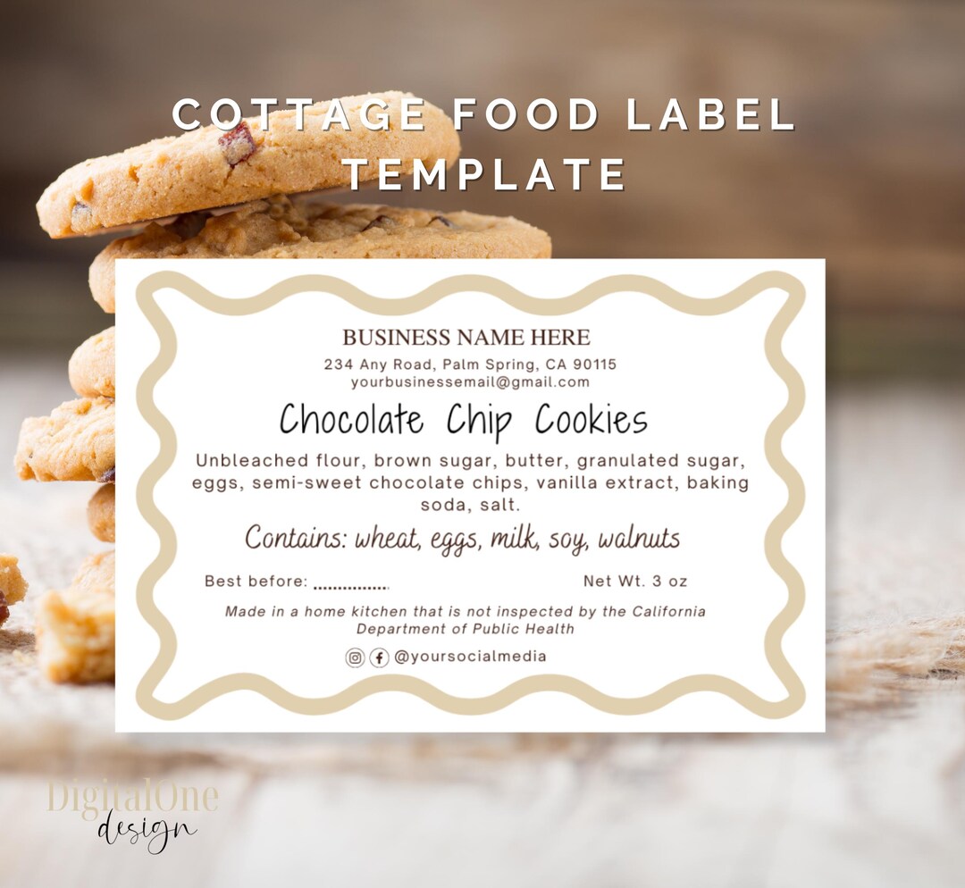 Cottage Law Label for Home Bakery Goods, Wavy Allergen Cookie ...