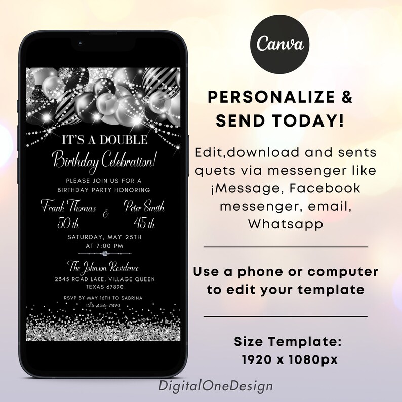 Double Birthday Celebration Invitation, Adult Joint Birthday Invite ...