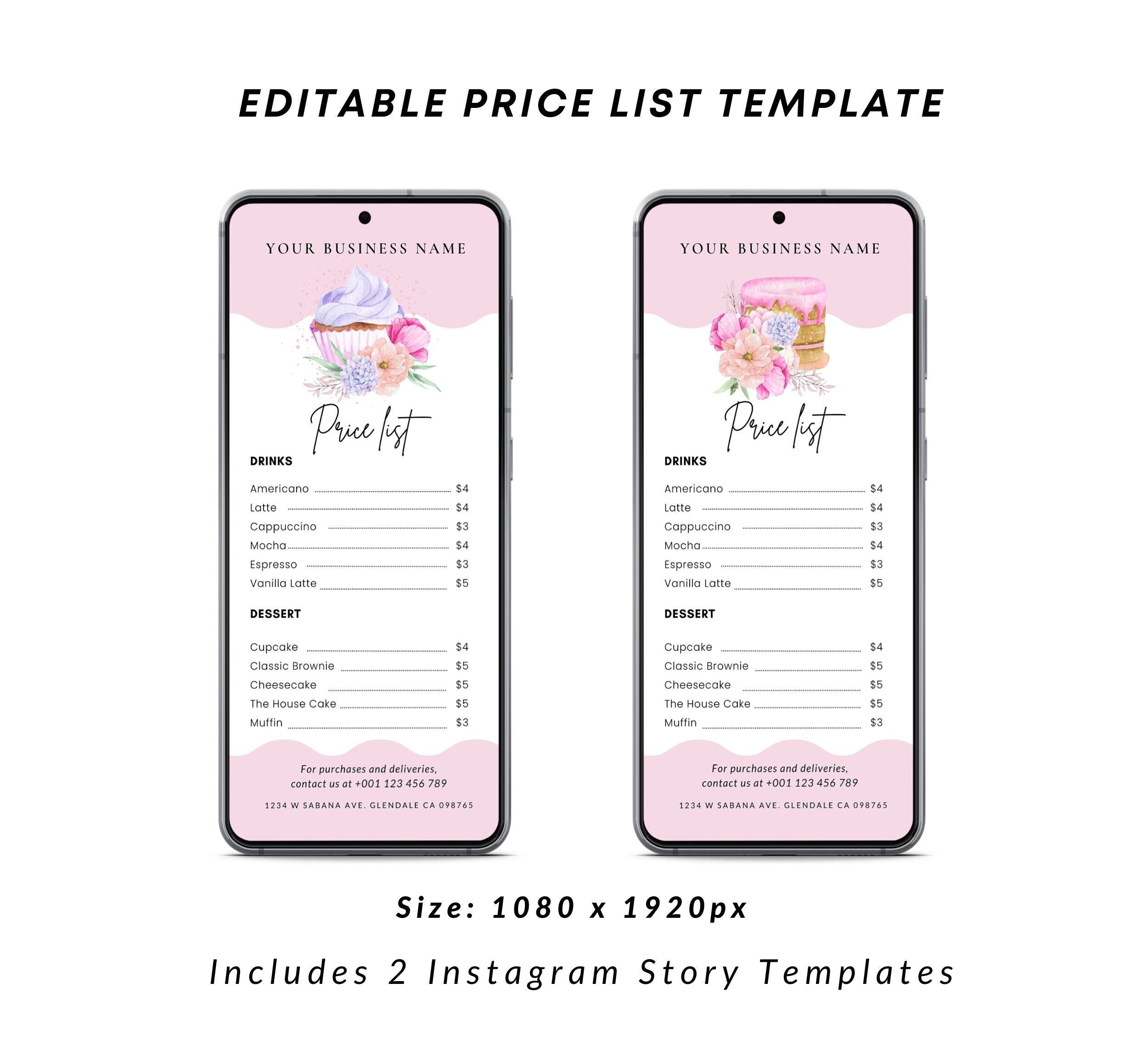 Bakery Price List Template, Cupcake Price List, Dessert Menu Template ...