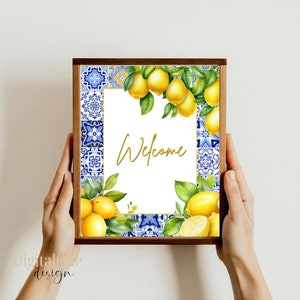 Printable Welcome Sign Decor, Instant Download, Mediterranean & Citrus ...