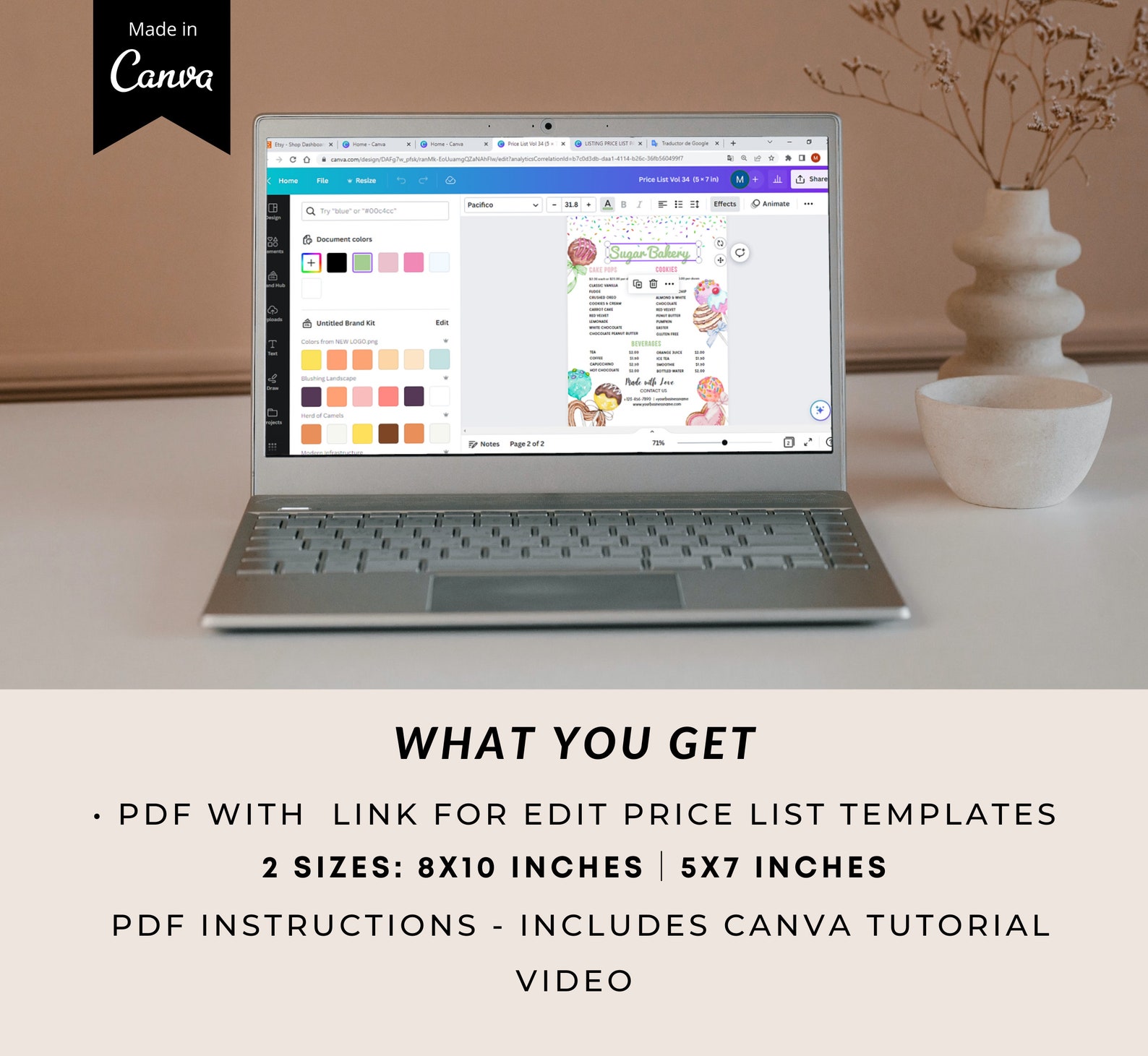 Cake Pop Price List Template, Editable Bakery Price List, Printable ...