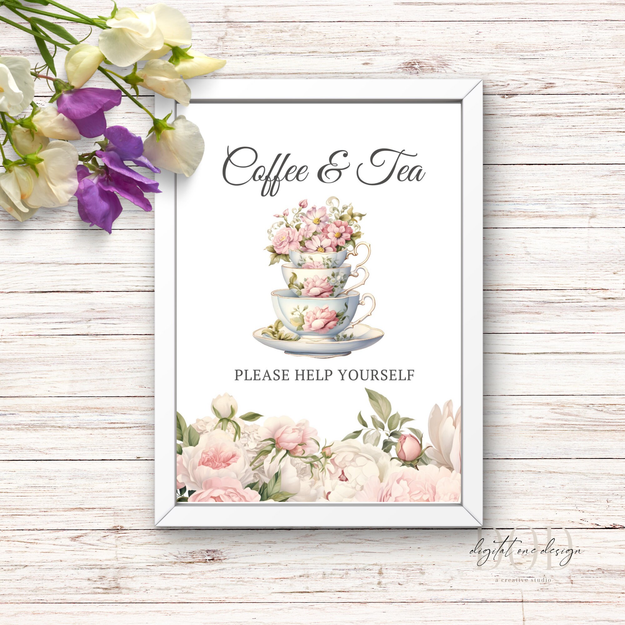 Elegant Printable Coffee and Tea Sign, Instant Download, Table Decor ...