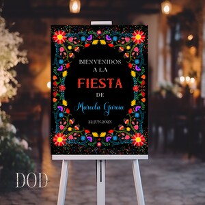Spanish Fiesta Birthday Welcome Sign, Mexican Floral Theme, Bienvenidos ...