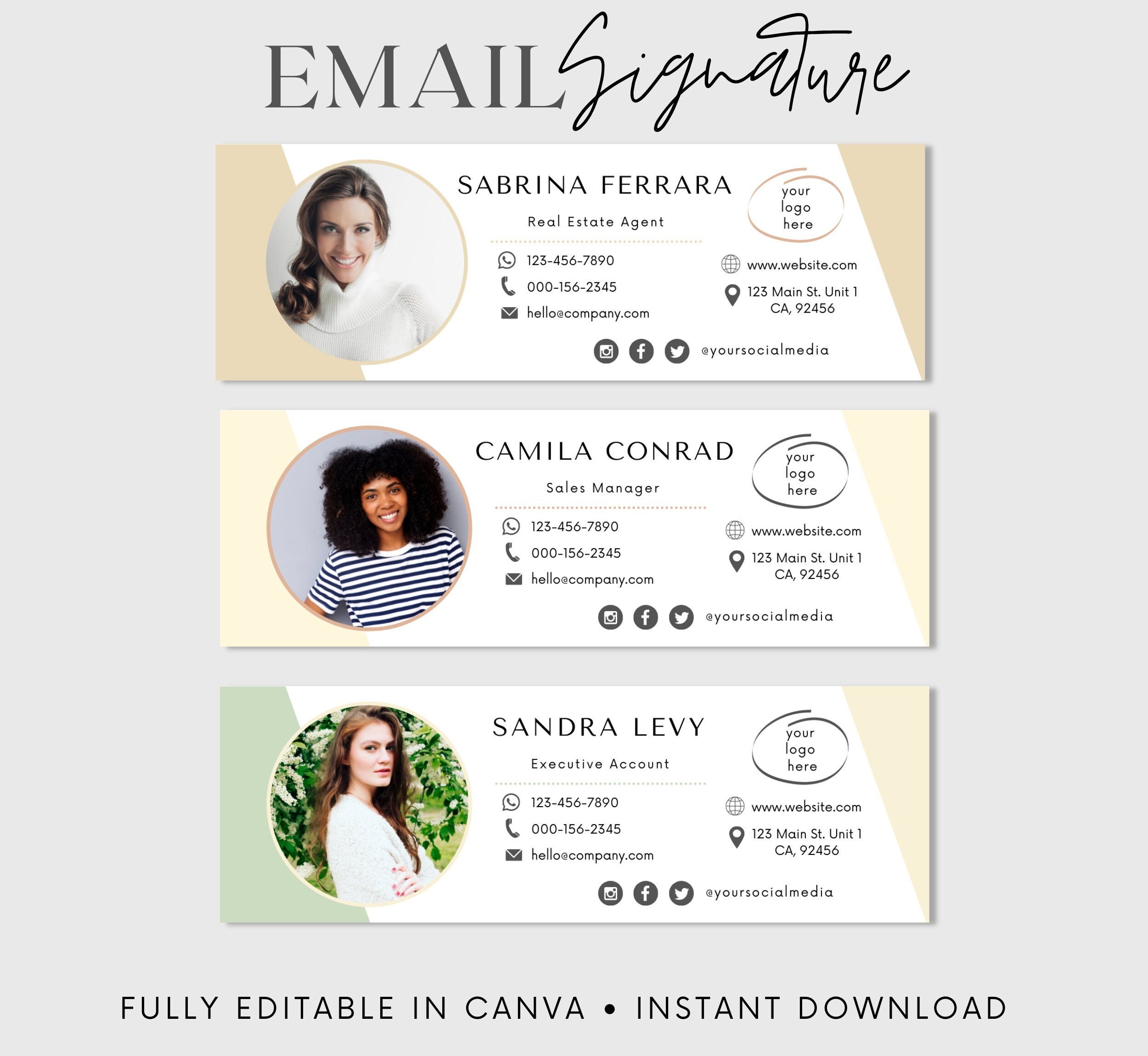 Editable Email Signature , Business Email Signature, Outlook, Gmail ...