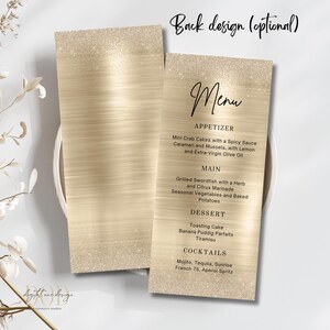 Elegant Menu Cards Template, Champagne Metallic Glitter Design ...