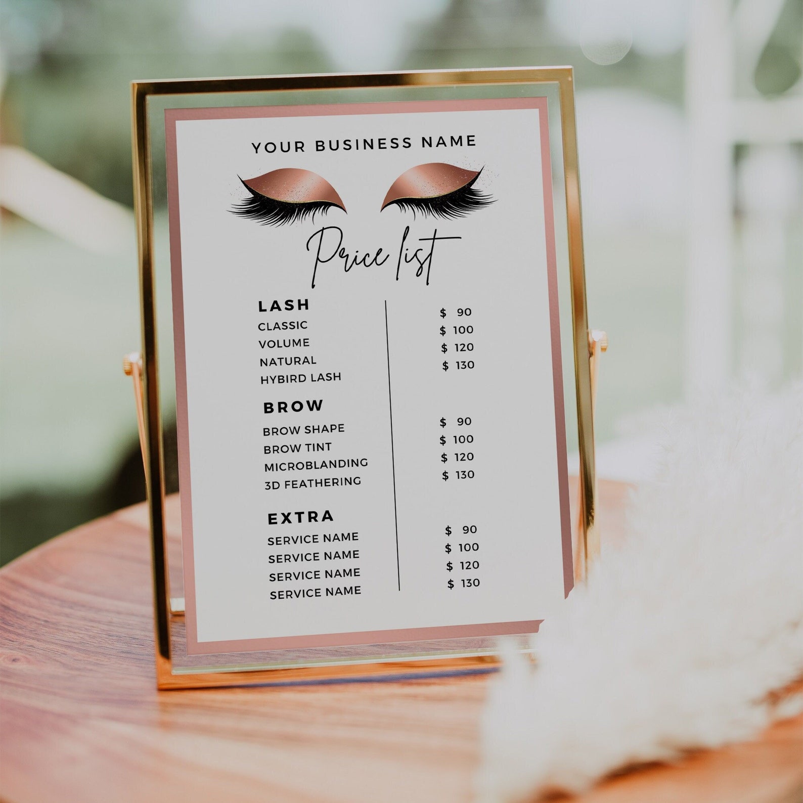 Lash Price List Template, Price List Flyer, Editable Price List Acrylic ...