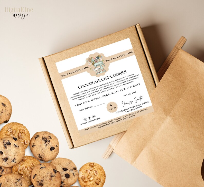 Editable Cottage Law Labels Template, Custom Home Bakery, Cookies ...