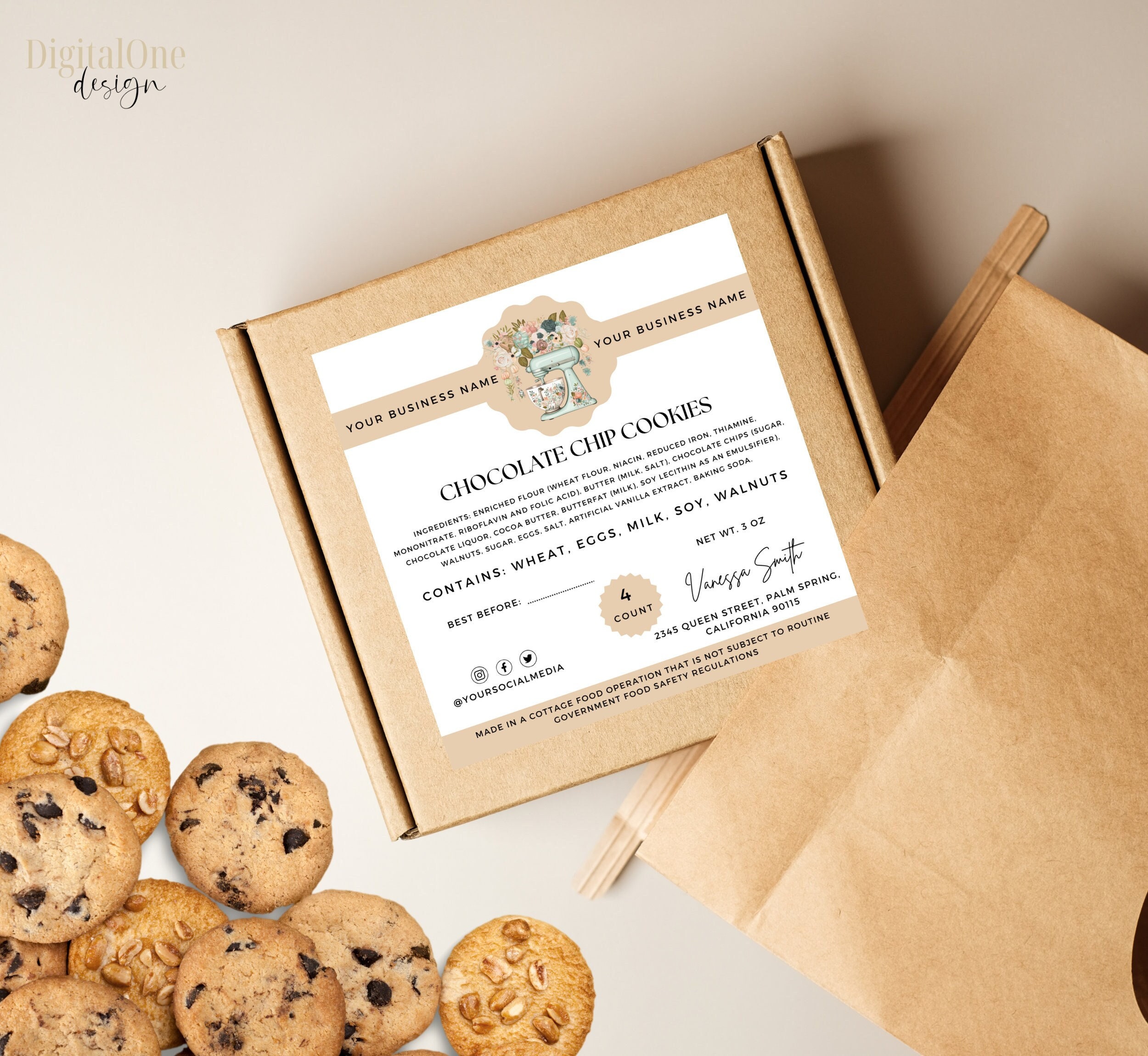 Editable Cottage Law Labels Template, Custom Home Bakery, Cookies ...