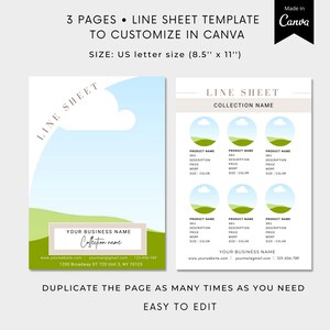 Line Sheet for Wholesale, Product Sales Sheet, Wholesale Template ...