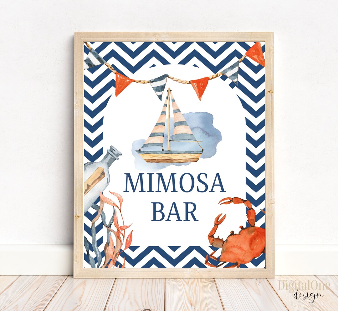 Mimosa Bar Nautical Sign, INSTANT DOWNLOAD, Printable Nautical Signs ...