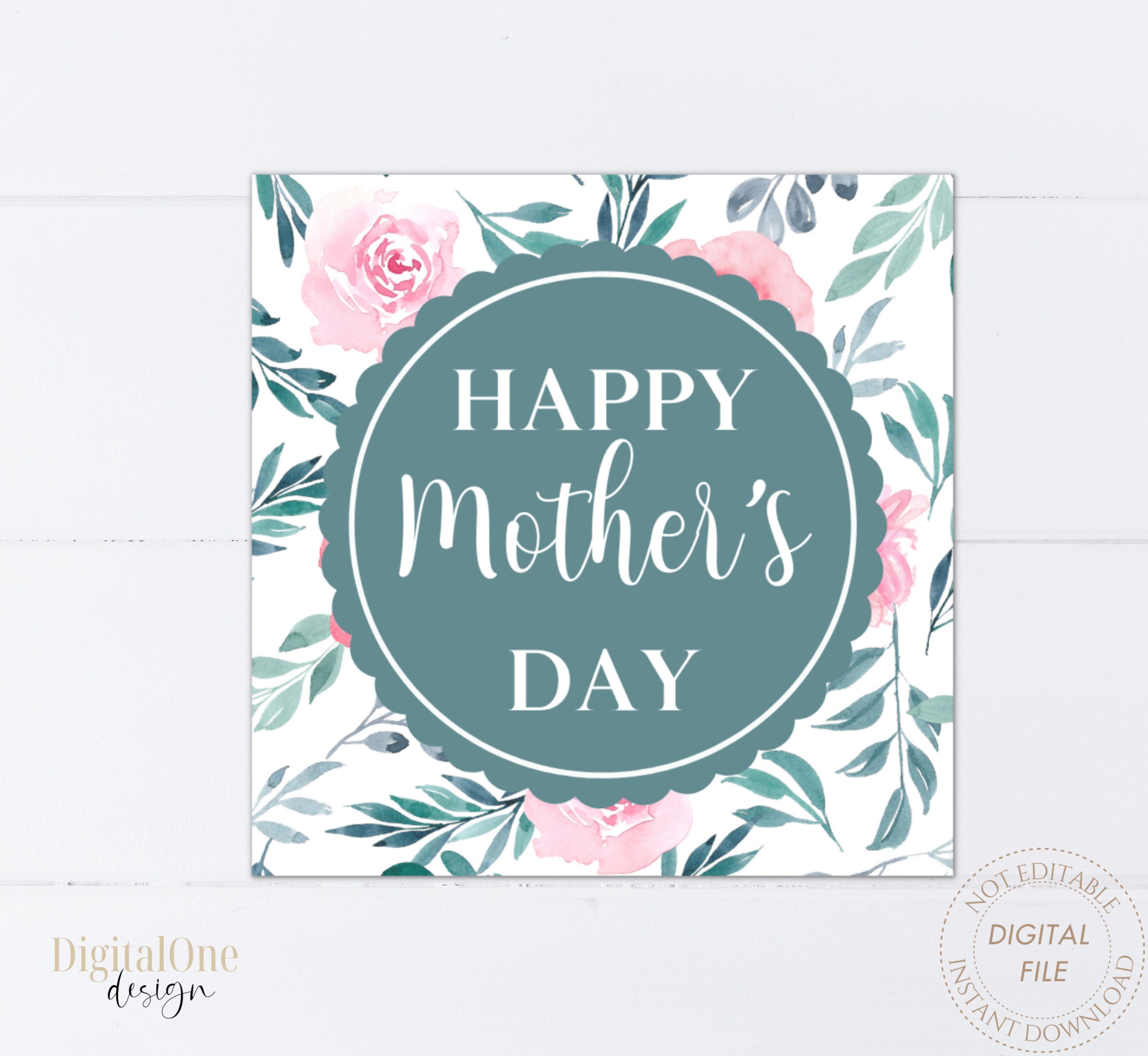 Happy Mother's Day Gift Tag, Pink and Blue Floral Mothers Day Cookies ...