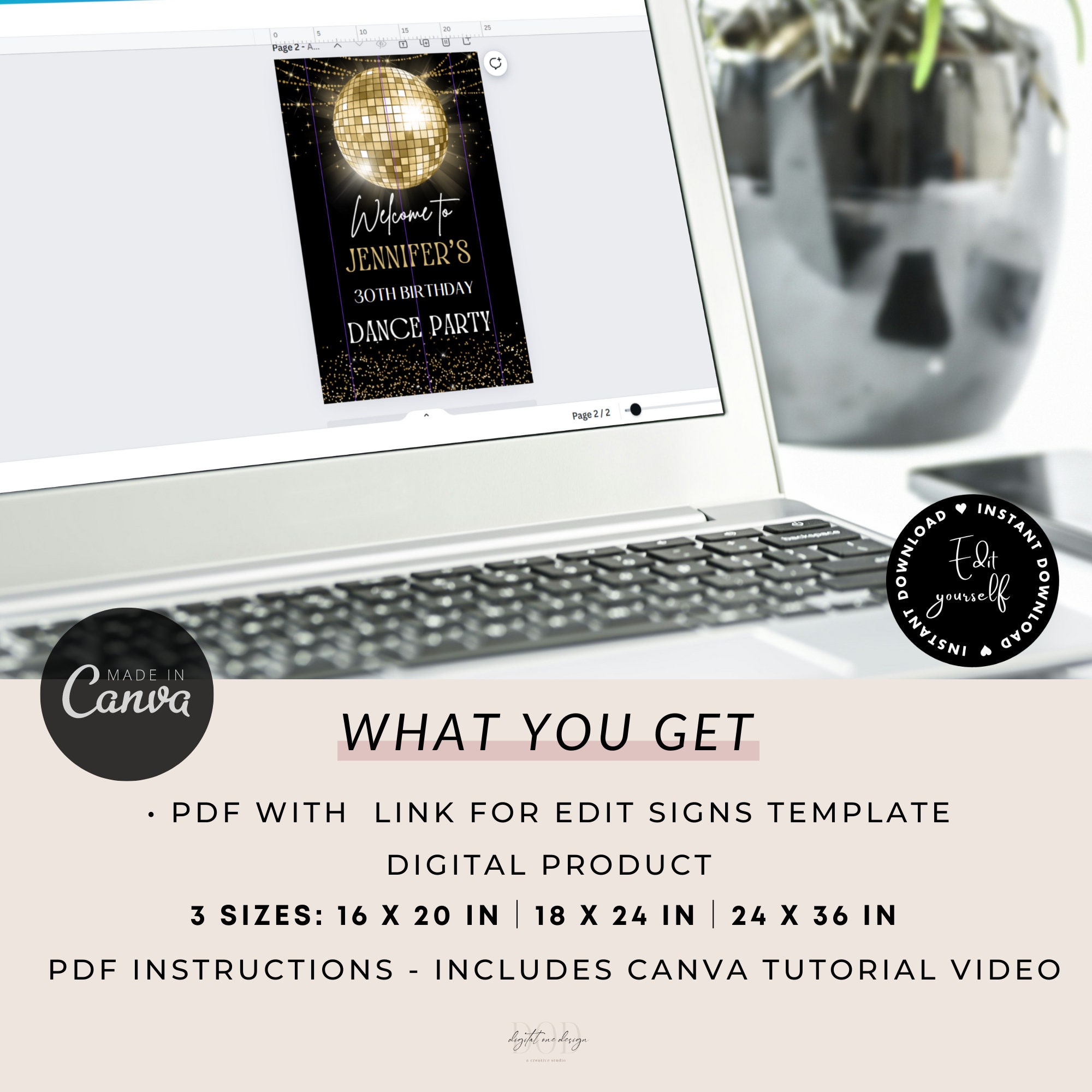 Disco Ball Welcome Sign, Gold Disco Ball Theme, 70s Retro Disco Party ...