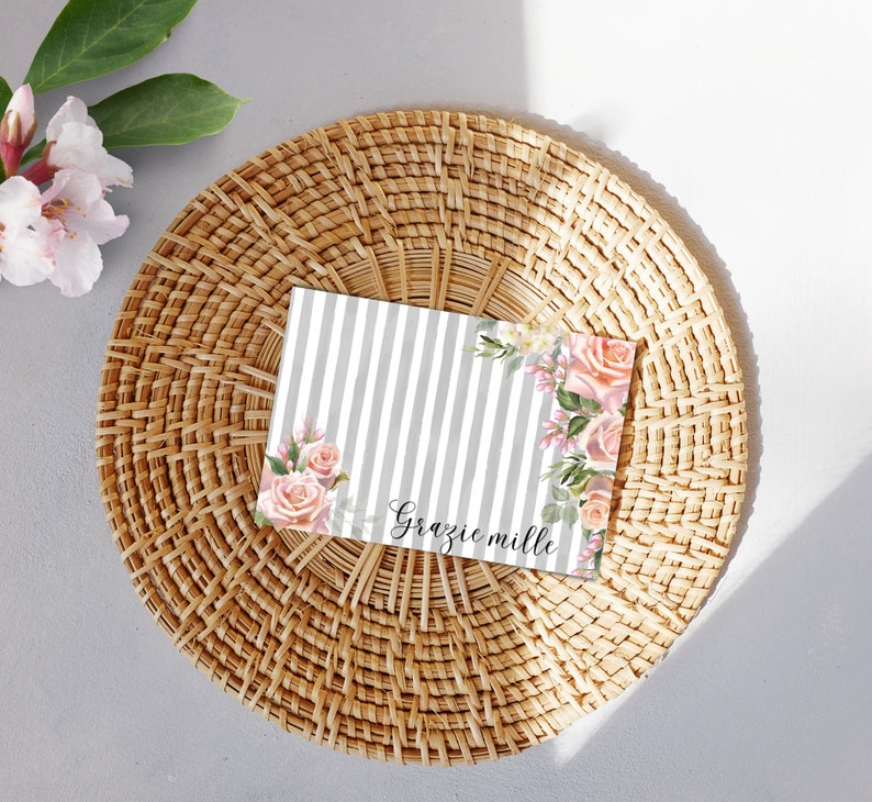 Grazie Thank You Cards Printable Italian Thank You Card | Etsy