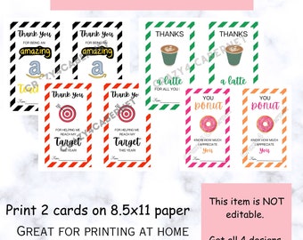 Printable Bundle Teacher Appreciation Gift Card Holder, Gift Card ...