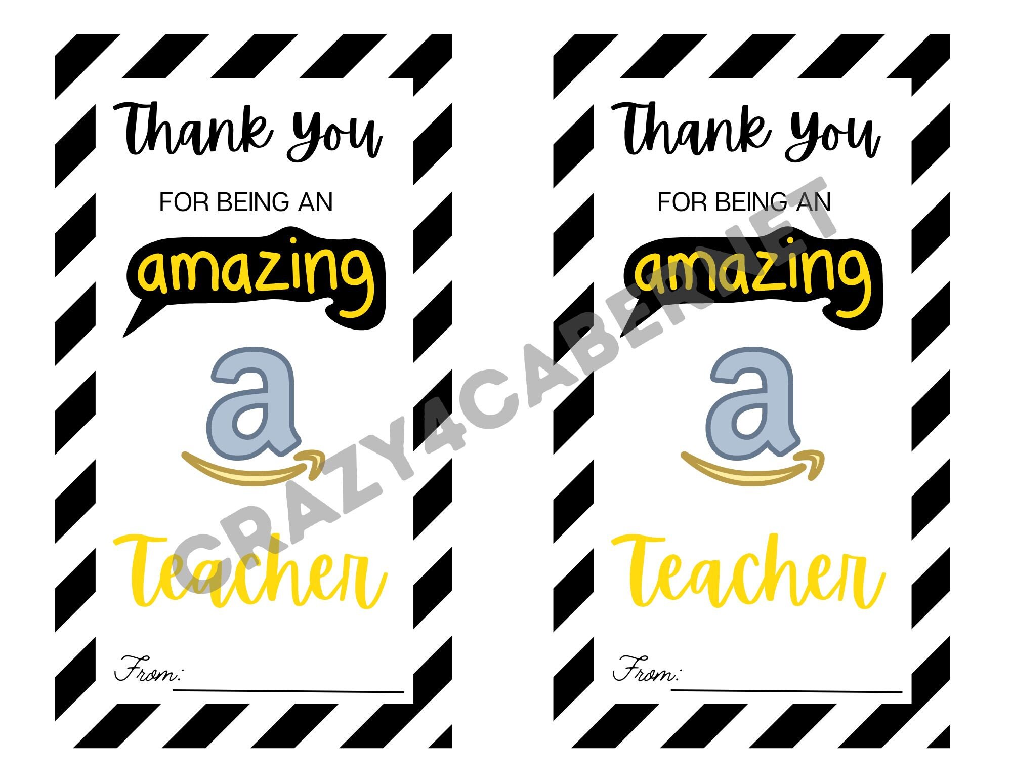Printable Bundle Teacher Appreciation Gift Card Holder, Gift Card ...