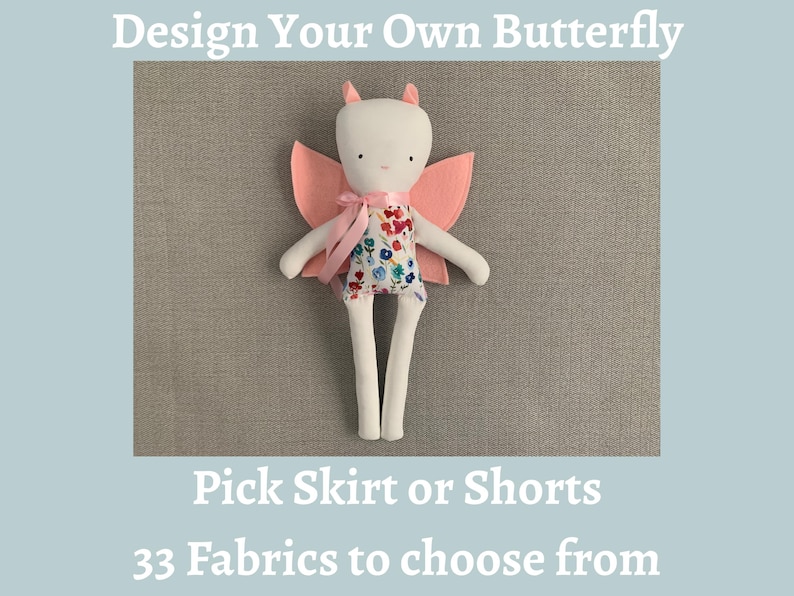 Personalized Butterfly Doll - Custom Fabric Fairy Doll - Handmade Plush ...