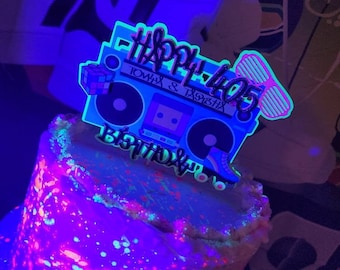 PERSONALIZED 90s Boom Box Cake Topper. 80s Birthday Theme. - Etsy